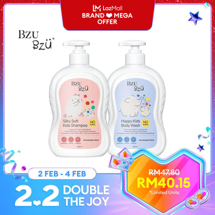 BZU BZU Little Lady Bundle (600ml Silky Soft Kids Shampoo + 600ml Kids ...