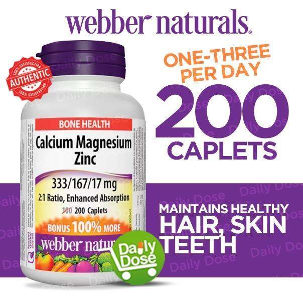Webber Naturals Calcium Magnesium Zinc 333/167/17mg 200 caplets | Lazada PH