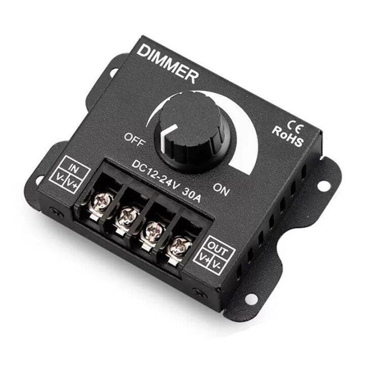 30A LED Dimmer DC12V-24V Adjustable Brightness For Lamp Bulb Strip ...