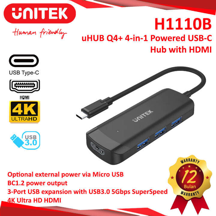 Unitek H1110B uHUB Q4+ 4-in-1 Powered USB-C Hub with HDMI | Lazada ...