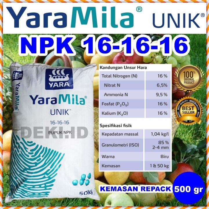 Pupuk NPK Yaramila Unik 16 16 16 Yara Repack 500 gr 161616 Fase ...