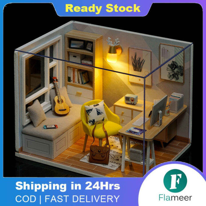Flameer 1:32 DIY Wood Miniature Dollhouse Kit Sunshine Study Room Craft | Lazada PH