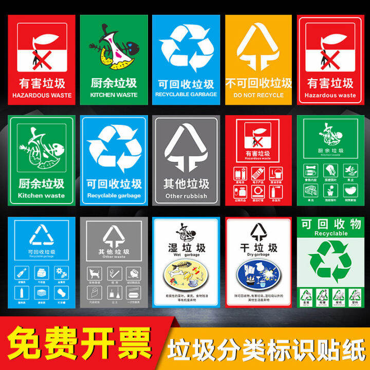 Garbage Classification Signboard Recyclable Non-Recyclable Trash Can ...