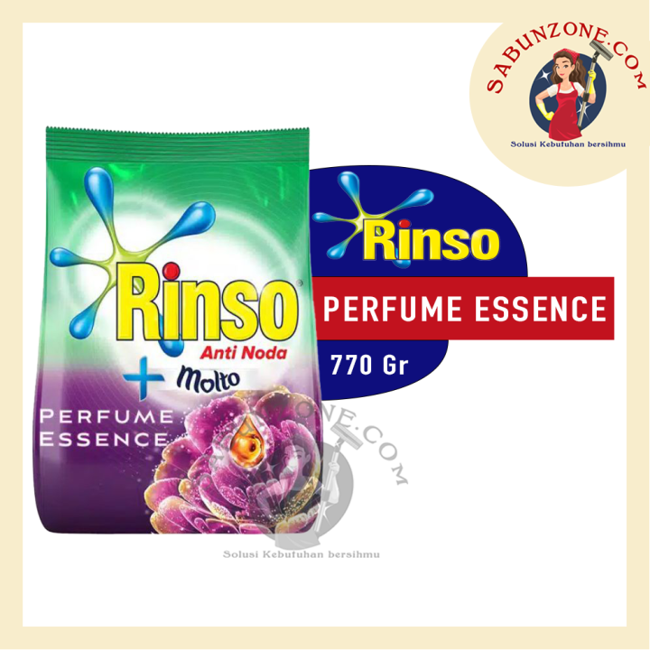 Detergen Bubuk Rinso Anti Noda + Molto Perfume Essence (purple) 770 gr ...