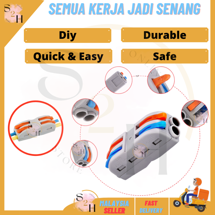 Wire Connector Electric PCT-222 Terminal Block Fast Quick Reusable ...