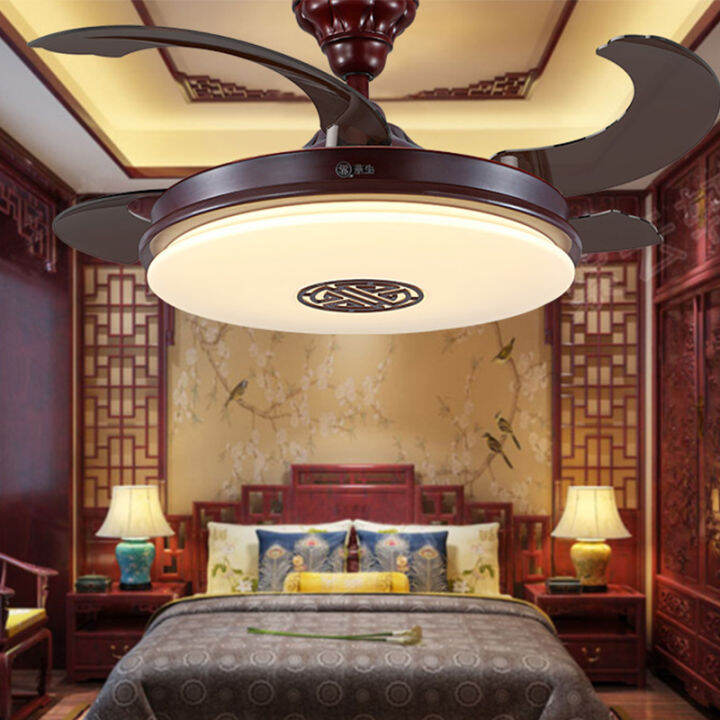 36/42 Inch New Chinese Fan Chandelier Invisible with Fan Lamp Solid ...