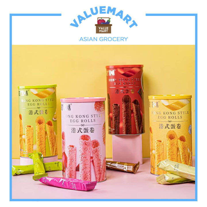 Hong Kong Style Premium Creme Cream Filled Flaky Buttery Egg Rolls Chocolate, Strawberry ...