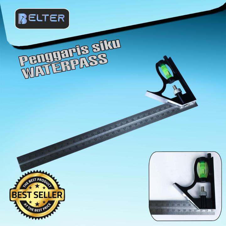 Penggaris Tukang Siku Mistar Multifungsi ada Waterpass / penggaris siku waterpass | Lazada Indonesia