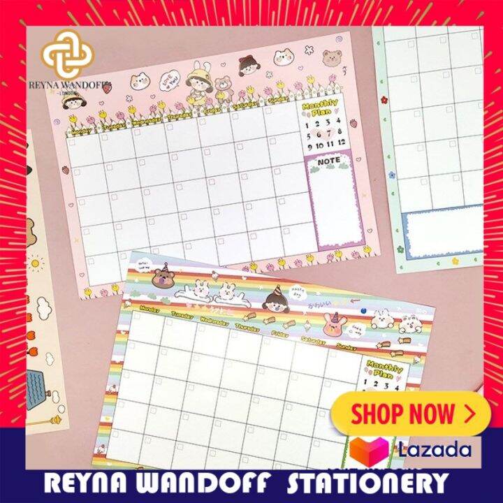 30 Sheets Monthly Planner Cute Cartoon Designs With 4 Different Designs ...