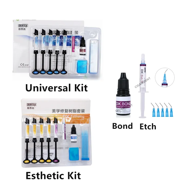 Dentex Dental Etchant Composite Resin Bonding Agent Esthetic Universal Kit Light Cure Bond ...