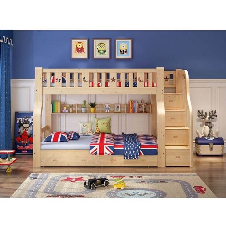 BAIERDI solid wood bed bunk bed children's bed double adult mother and ...