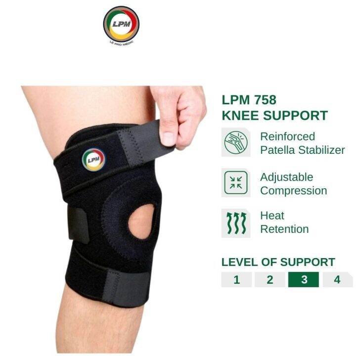 LPM Knee Guard 758 Open Patella Support Adjustable Velcro Knee Support ...