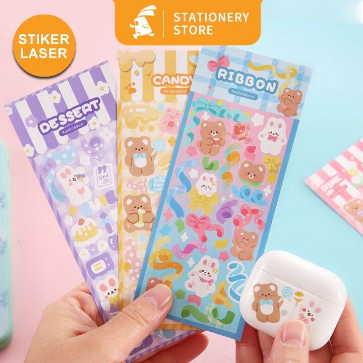 Sticker Card Korea Kartun Hewan Bobobo Stiker Korea Laser Lucu Stiker ...