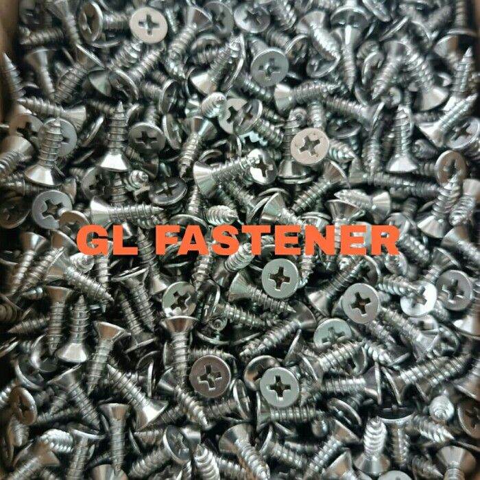 Skrup FAB Stainless 8 x 1/2 / Tapping Screw Flat Head / FH / SUS 304 ...