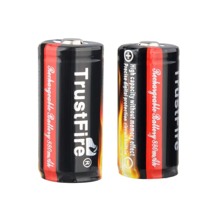 TrustFire Original 16340 880mAh 3.7V Rechargeable Battery 500 Times ...