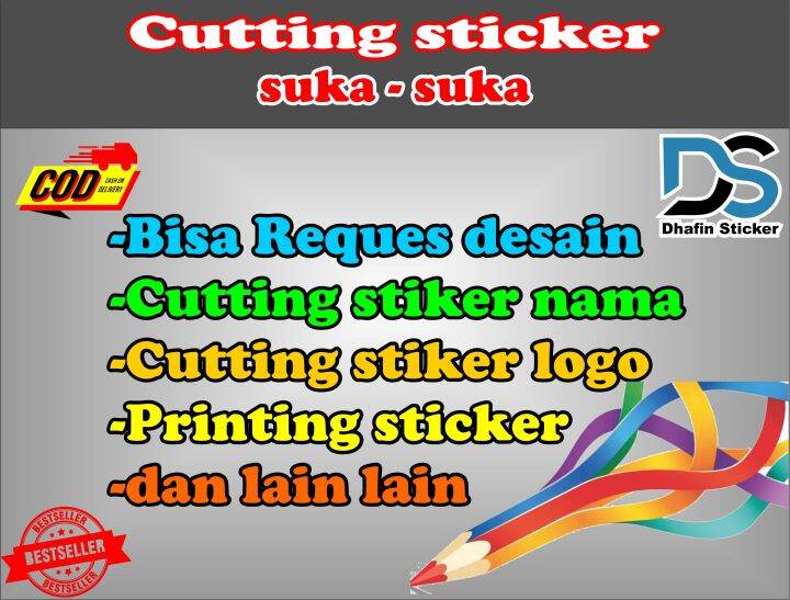 Cutting sticker suka suka bisa reques nama dan desain | Lazada Indonesia