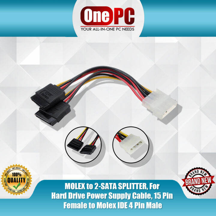 MOLEX to 2-SATA SPLITTER, For Hard Drive Power Supply Cable, 12 Pin ...