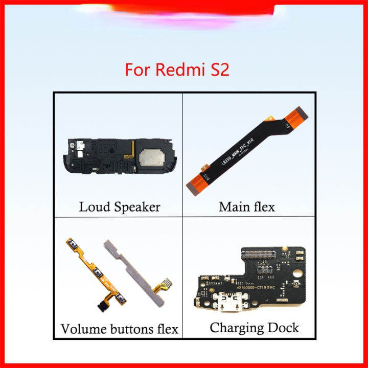 For Redmi S2 Power On/Off Volume Button Fingerprint Loud Speaker ...