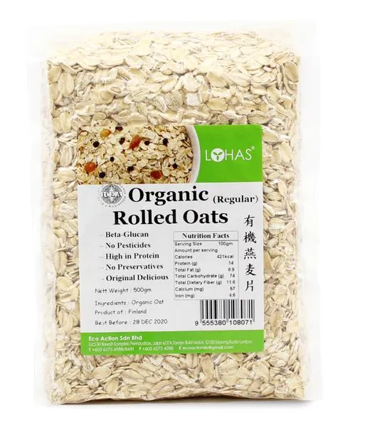 Lohas Organic Regular Rolled Oats - 500gm | Lazada