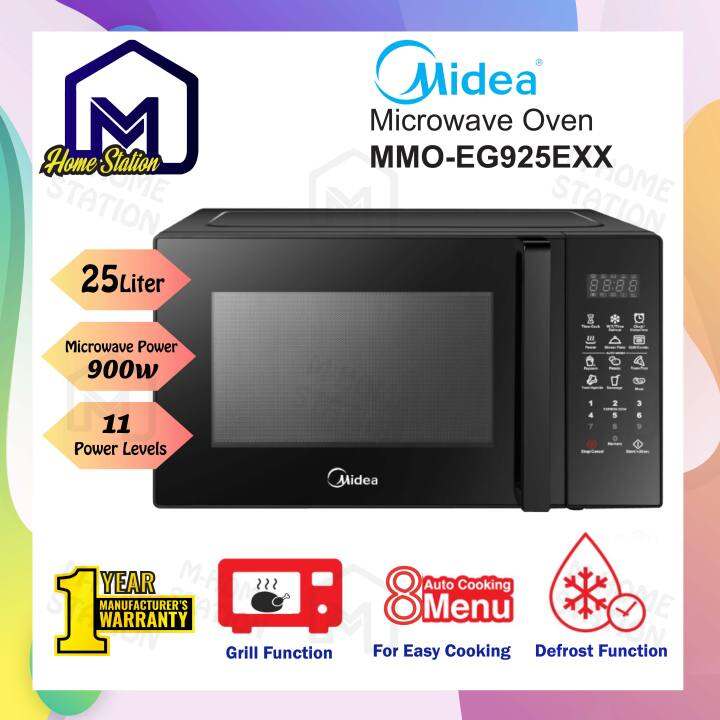 Midea 25L Microwave Oven With Grill 8 Auto Menu MMO-EG925EXX | Lazada