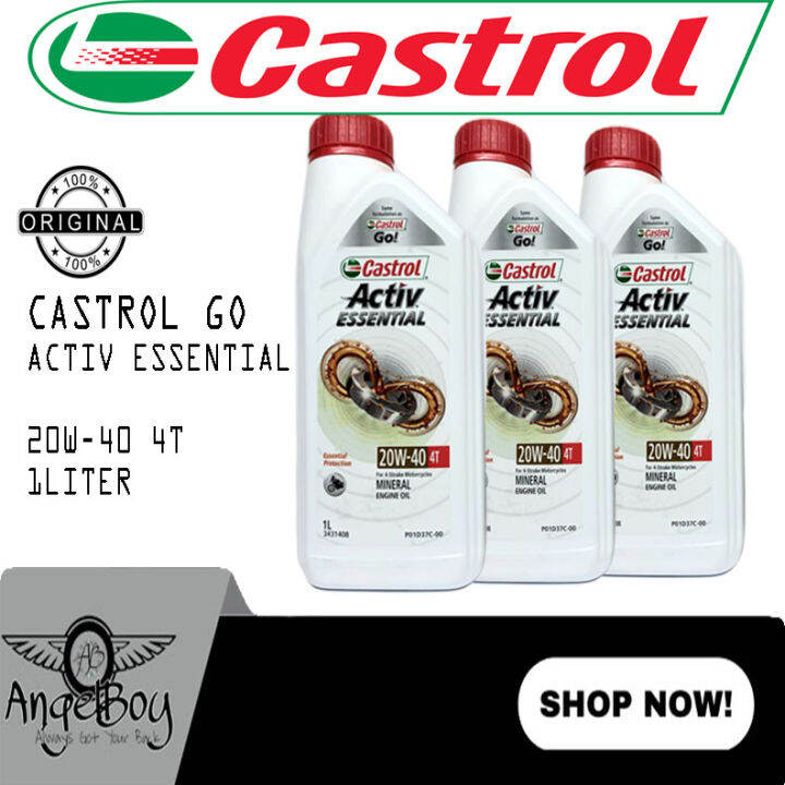 CASTROL GO CASTROL ACTIV ESSENTIAL 1 LITER MINERAL MOTORCYLE OIL ...
