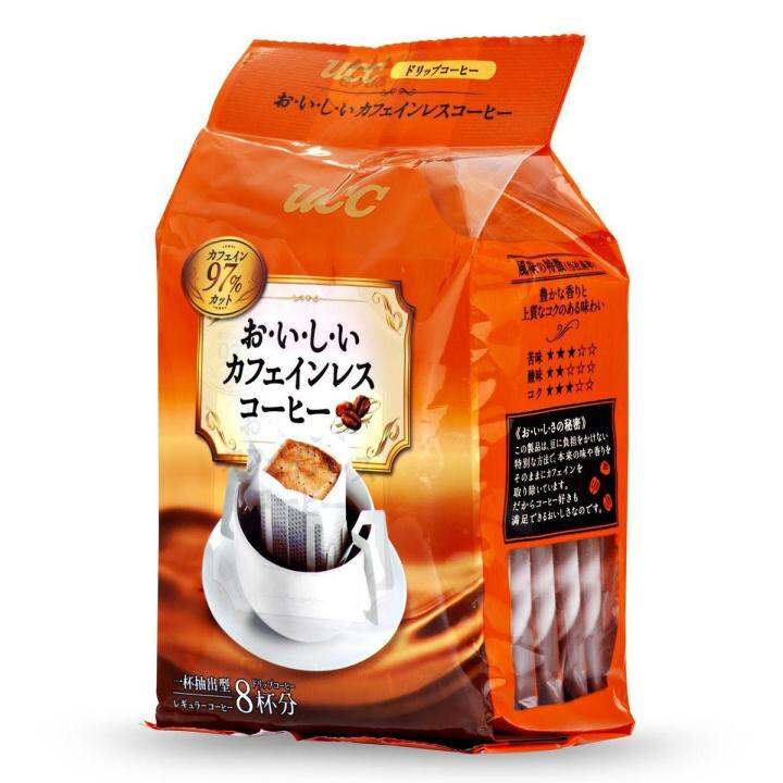 UCC Decaf Drip coffee ยูซีซี ดีคาฟ กาแฟคั่วบดดริฟ สกัดคาเฟอีนออก (Japan Imported) 7g. x 8ซอง ...