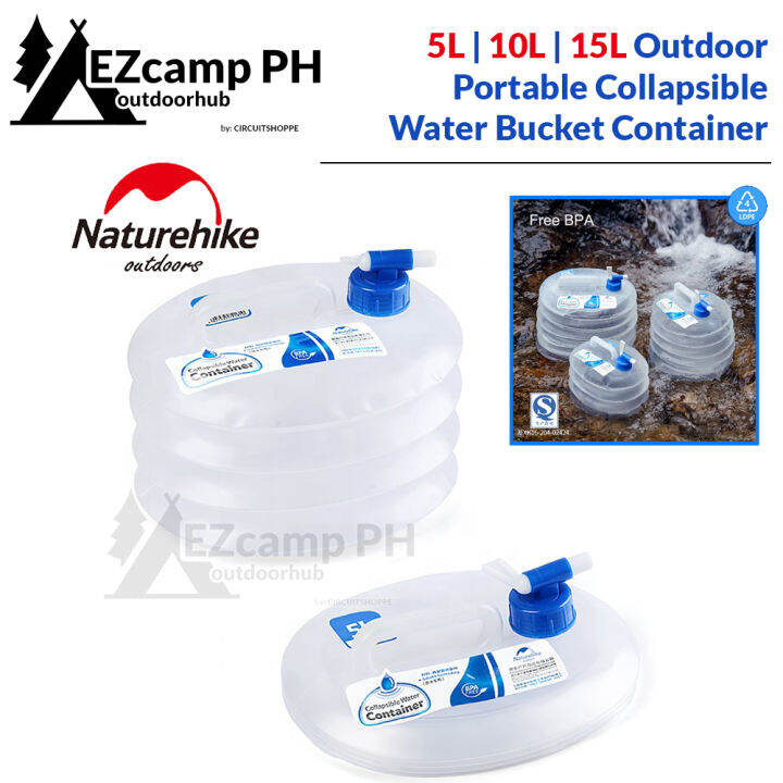 Naturehike 5L | 10L | 15L Outdoor Collapsible Drinking Water Container Camping Bucket Liquid ...