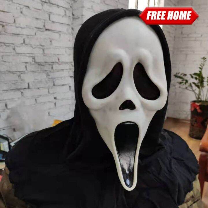 Jnan🎃Halloween🎃Horror Ghost Scream Mask Party Zombie Face Mask With ...