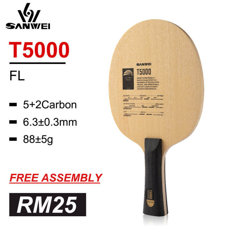 Original SANWEI T5000 CARBON Table Tennis Blade (5+2 Carbon) T-5000 Racket Ping Pong Bat Paddle ...