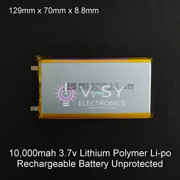 10000mah 10Ah Lithium Polymer Li-po 3.7v 37Wh 8870129 Rechargeable ...