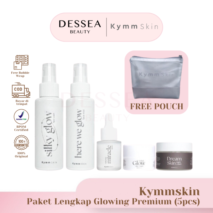 (FREE POUCH) KYMM SKIN 5in1 Paket Glowing Premium Face Wash, Face Mist ...