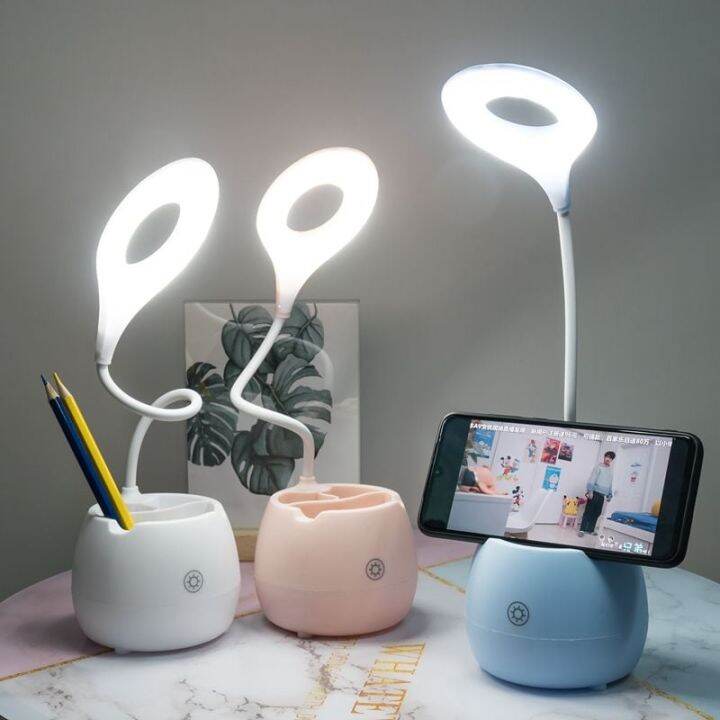 Pen Holder With Table Lamp LED Stand Desk Lamp Rechargeable 3 Levels ...