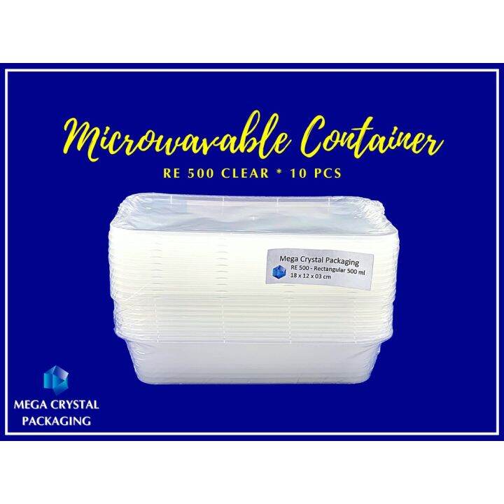 Microwavable Container RE 500 - Rectangular 500 ml Clear ( 10 Pcs. Per ...