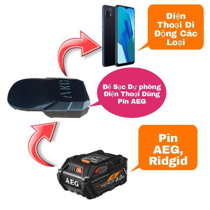 Đế Sạc Dự Phòng Dùng Pin AEG, Ridgid In Nhựa Chịu Lực Siêu Cứng - Bộ Sạc Điện Thoại Dùng Pin AEG ...