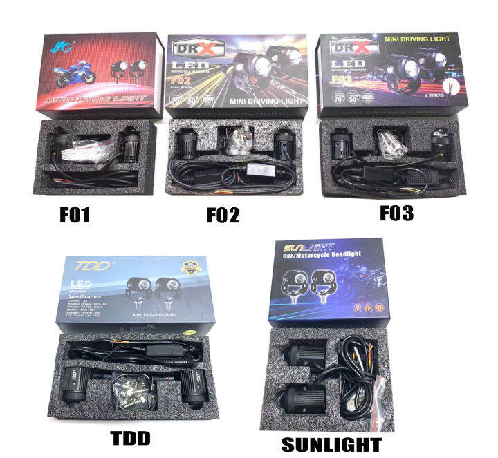 F01/F02/F03/FO4 MOTORCYCLE HEADLIGHT LED MINI DRIVING LIGHT WHITE ...