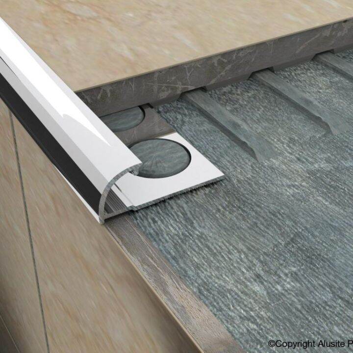 9mm TILE TRIM HEAVY DUTY - L SHAPED or ROUND EDGE - ALUMINIUM CHROME 2 ...