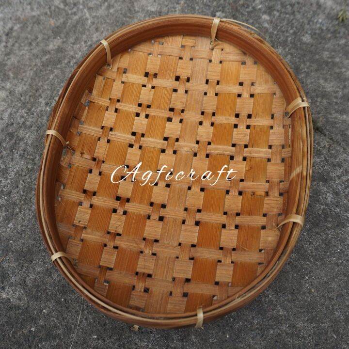 (22x16CM) Piring Bambu OVAL Yogya Tempat Makanan Bambu Piring Lalapan ...