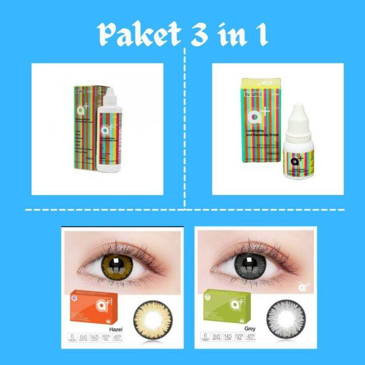 Softlens A+ Big Eyes Warna Plus Air Soflen Dan Tetes Mata a+ (Paket ...