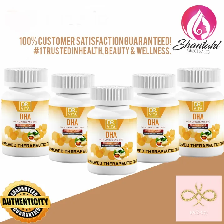 Dr. Vita DHA for Adults with Ginkgo Biloba and Zinc 500mg 30 capsules 5 BOTTLES | Lazada PH