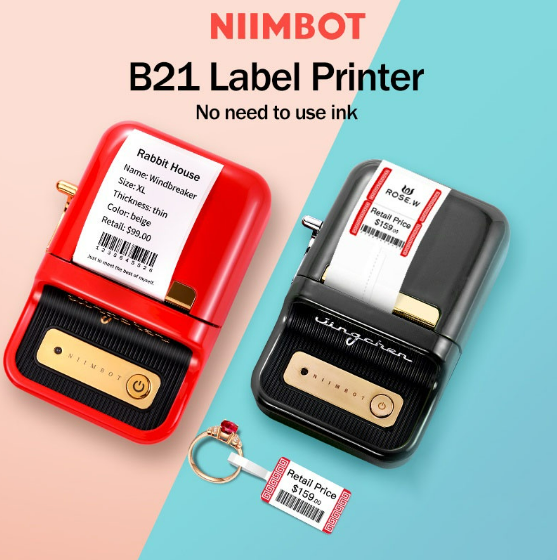 NIIMBOT B21 Bluetooth thermal label printer ink free portable printer thermal printer mini ...