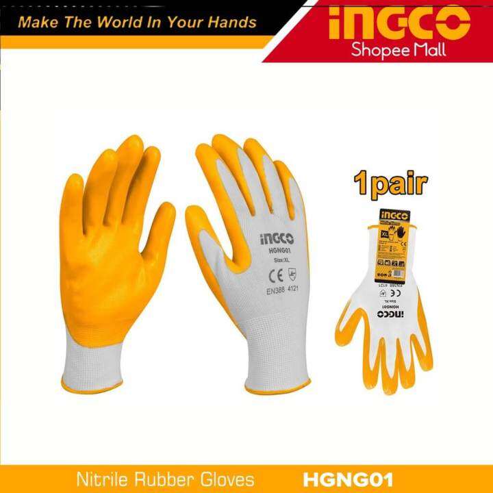 Ingco Nitrile Rubber Gloves XL Oil-Resistant HGNG01 | Lazada PH