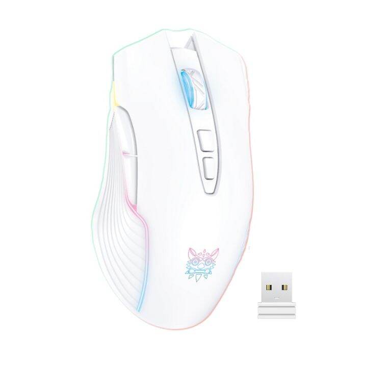 Onikuma CW905 White RGB Wireless Gaming Mouse, Rechargeable Computer ...