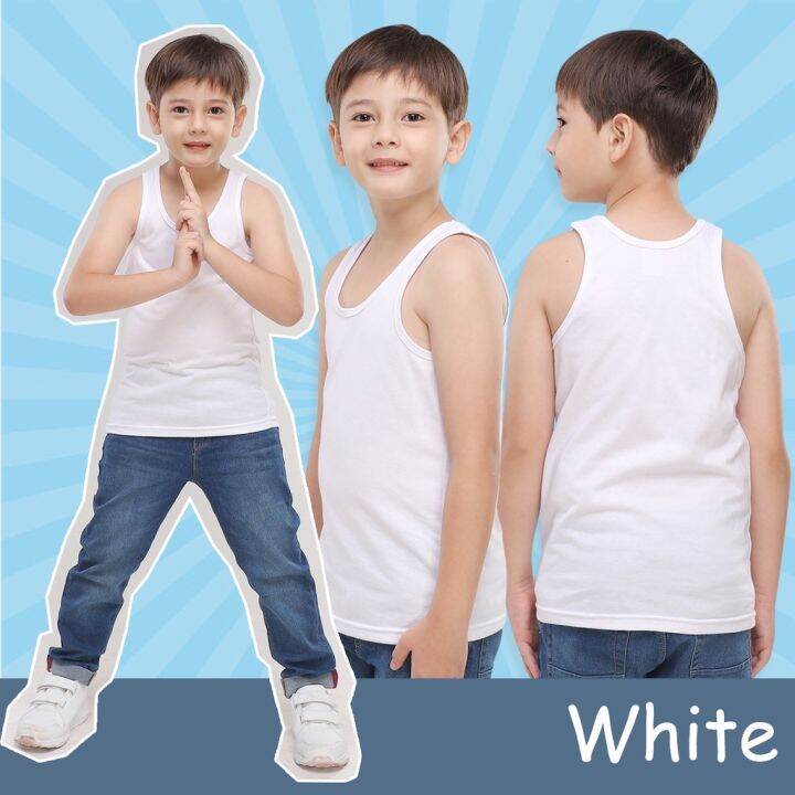 Kids Cotton Sando Top Plain White Unisex School Wear(S-XL Size) | Lazada PH