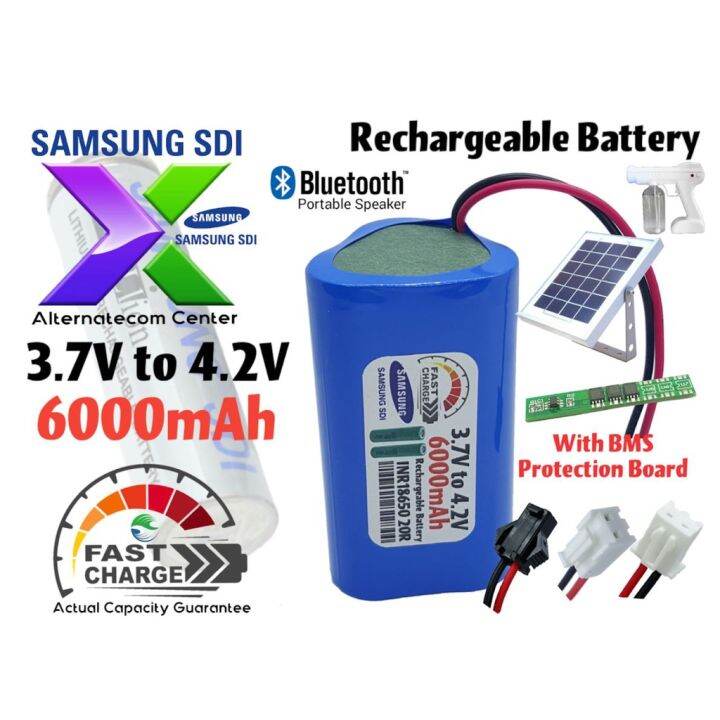 Rechargeable 18650 Battery Pack 3.7V 6.0Ah 1S3P 6000mAh Lithium Ion ...