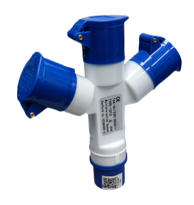 16A Industrial Connector 2P+E 220V ( 3 Pins) IP44 1 Male to 3 Female ...