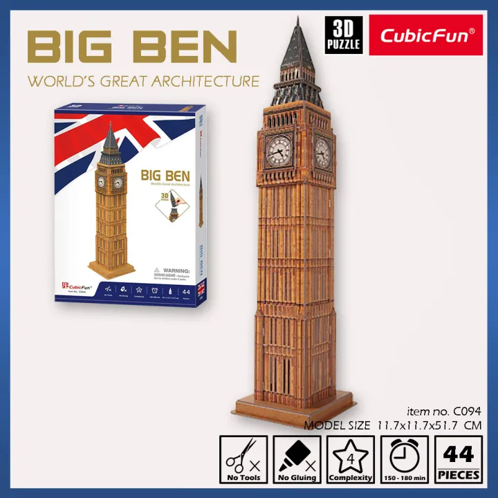 จิ๊กซอว์ 3 มิติ หอนาฬิกาบิกเบน Big Ben small C094 แบรนด์ Cubicfun ของ ...
