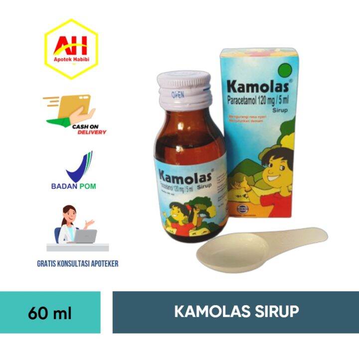 KAMOLAS CAMOLAS SIRUP 60ML OBAT DEMAM PUSING MERIANG SAKIT KEPALA ...