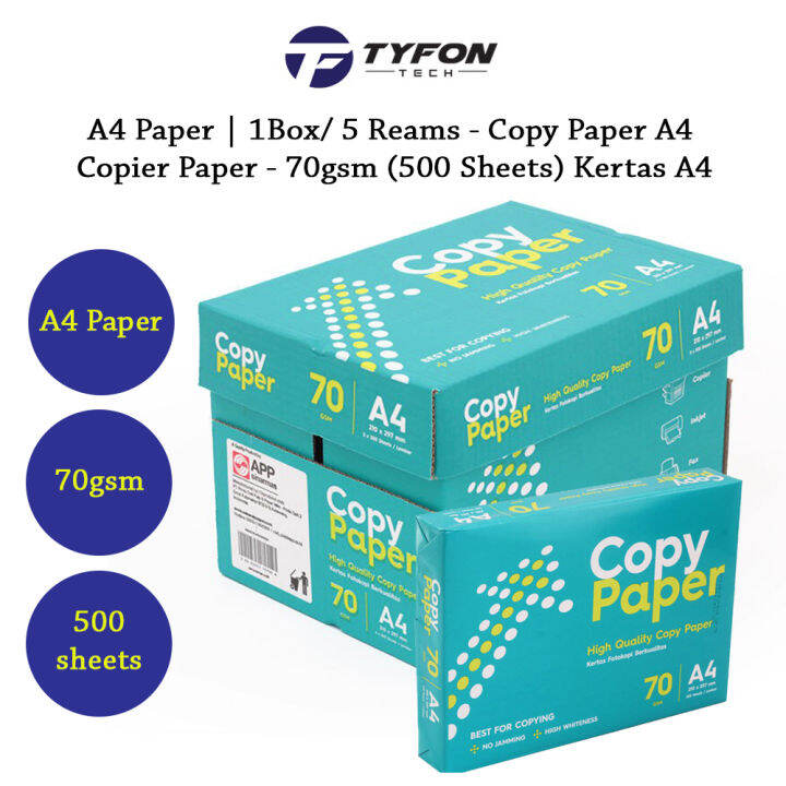 A4 Paper | 1Box/ 5 Reams - Copy Paper A4 Copier Paper - 70gsm (500 ...