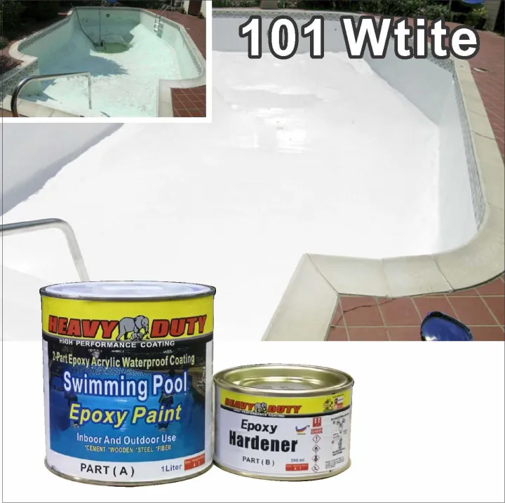 ( 5L ) SWIMMING POOL EPOXY PAINT /Heavy Duty • Epoxy Acrylic Waterproof Coating • Kolam Renang ...