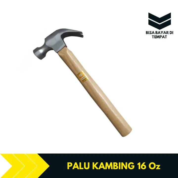 Palu Kambing Besi Baja Asli Serbaguna Multifungsi 16 Oz Gagang Kayu ...